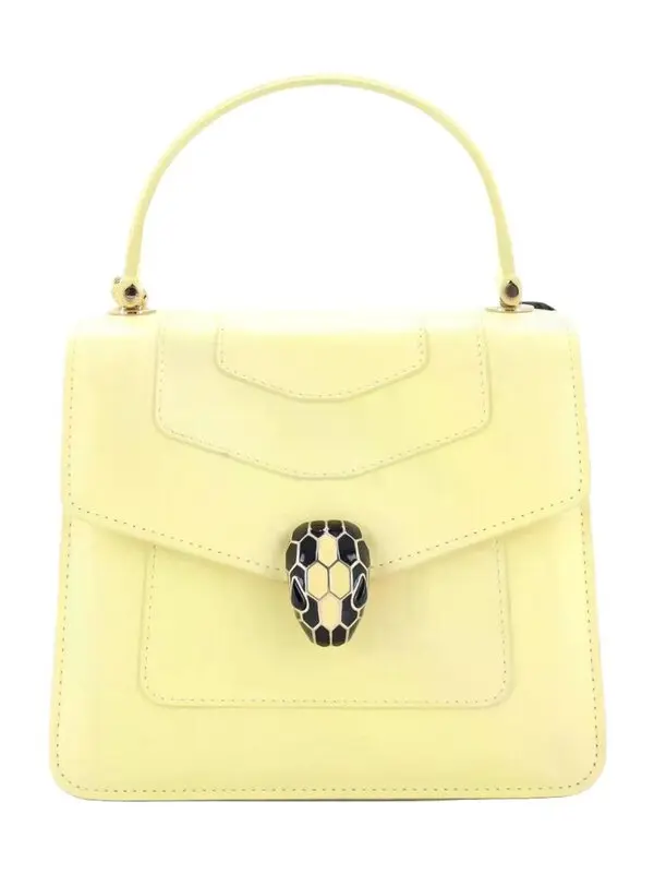 BVLGARI Serpenti Forever Top Handle Bag Leather Small Satchel - Yellow