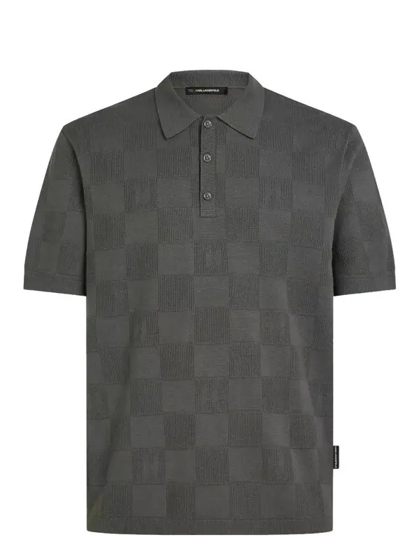Karl Lagerfeld Monogram Checked Polo Shirt - Grey