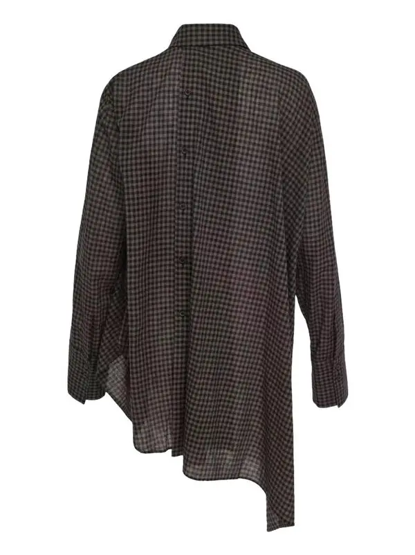 Yohji Yamamoto Check Asymmetric Draped Shirt - Brown