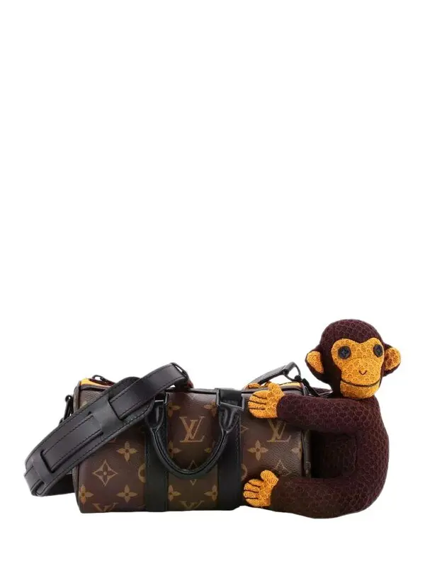 LOUIS VUITTON Keepall Bandouliere Monogram Canvas With Friends Plush Monkey Xs Crossbody Bag - Brown