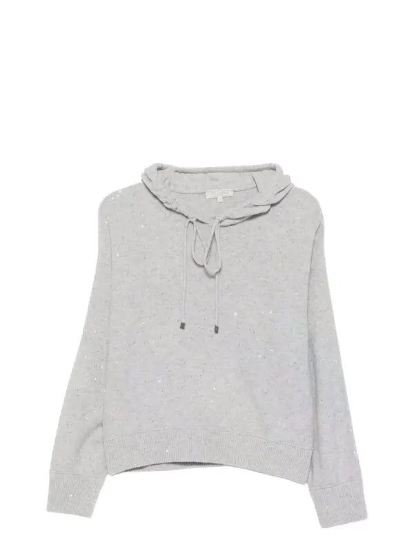Antonelli Firenze Sequin-embellished Drawstring Hoodie - Grey