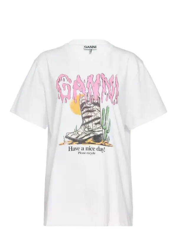 GANNI Graphic Print T-shirt - White