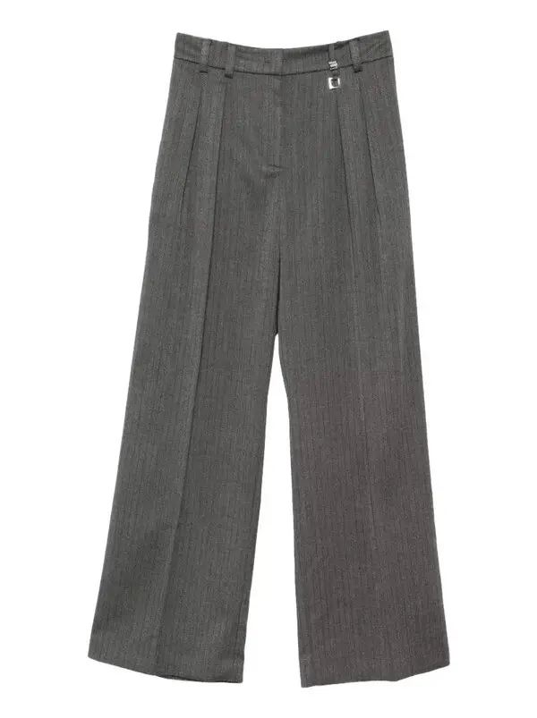 Patrizia Pepe Herringbone Pleated Trousers - Grey