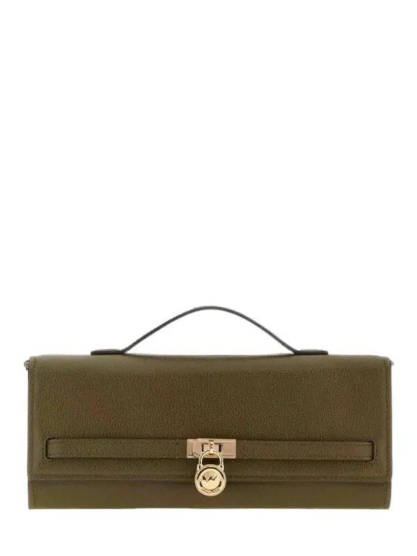 Michael Kors Medium Hamilton Moderne Leather Clutch Bag - Green