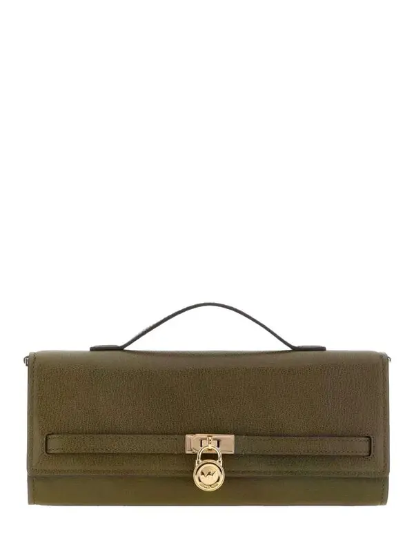 Michael Kors Medium Hamilton Moderne Leather Clutch Bag - Green