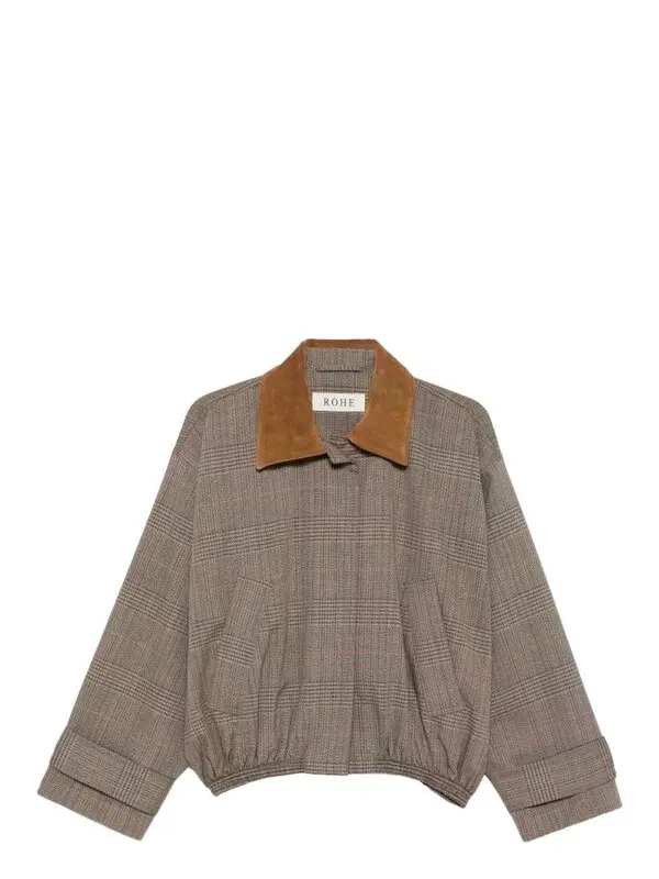 RÓHE Suede Collar Checked Jacket - Brown
