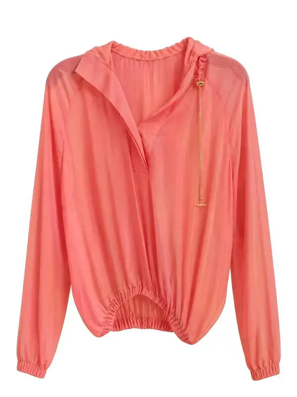 DANAME Chain-detail Hooded Blouse - Pink