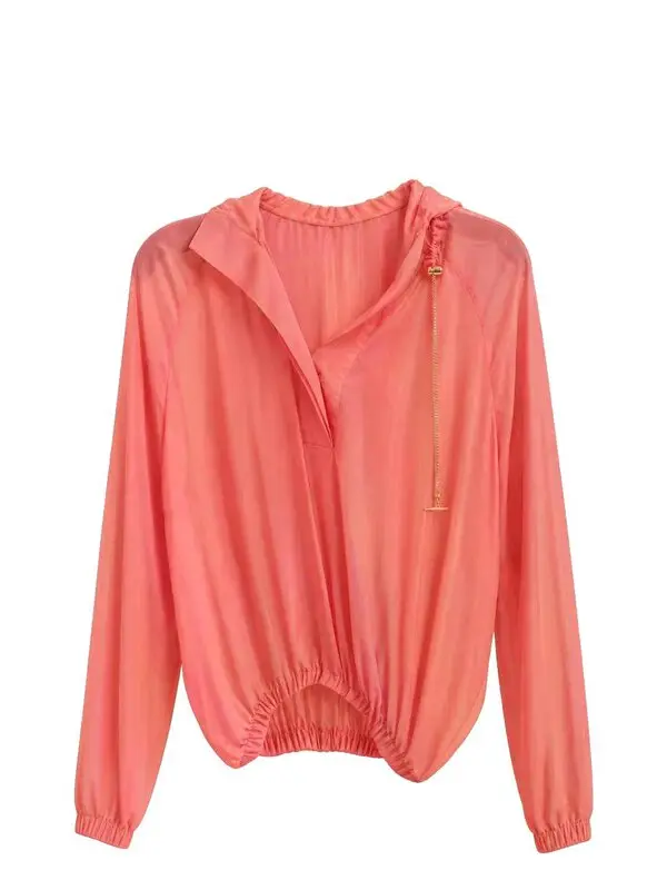 DANAME Chain-detail Hooded Blouse - Pink