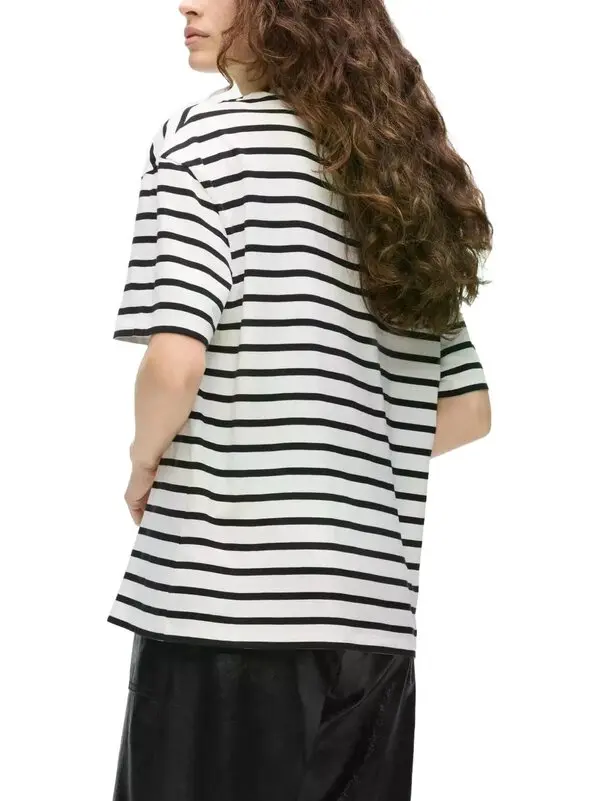 Karl Lagerfeld Ikon Choupette Muse Striped T-shirt - White