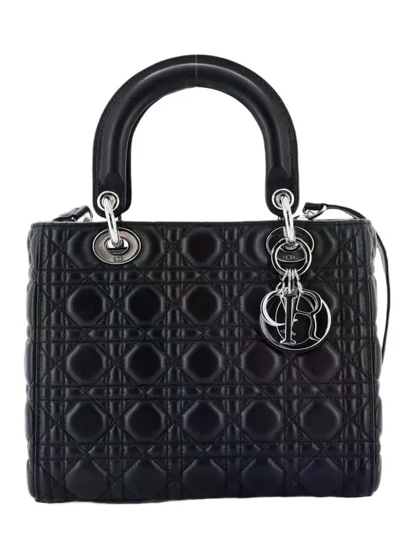 Dior Lady Cannage Quilt Lambskin Satchel - Black