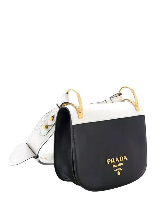 Prada Pionniere Saddle City Calfskin Small Crossbody Bag - White