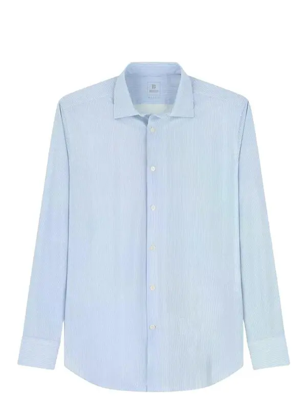 Boggi Milano Shirt Striped Stretch Nylon B Tech Slim Fit - Blue
