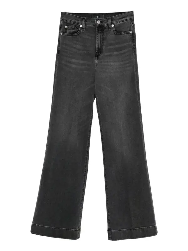 7 For All Mankind Modern Dojo Faded-effect Wide-leg Jeans - Black