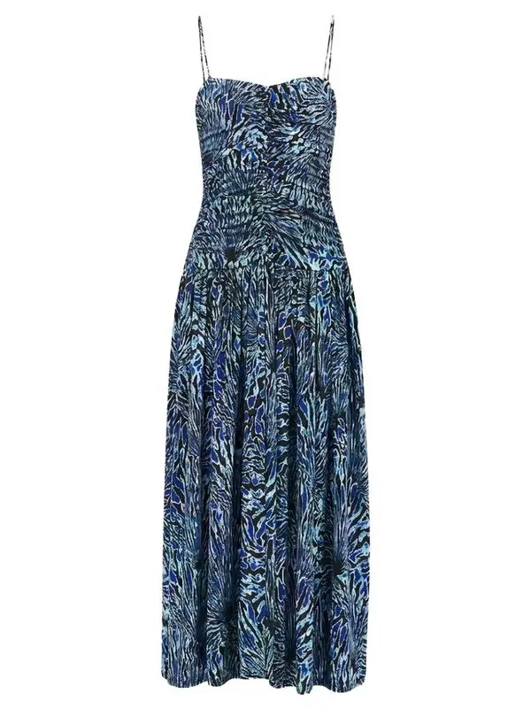 Ulla Johnson Arda Ruched Jersey Dress - Blue