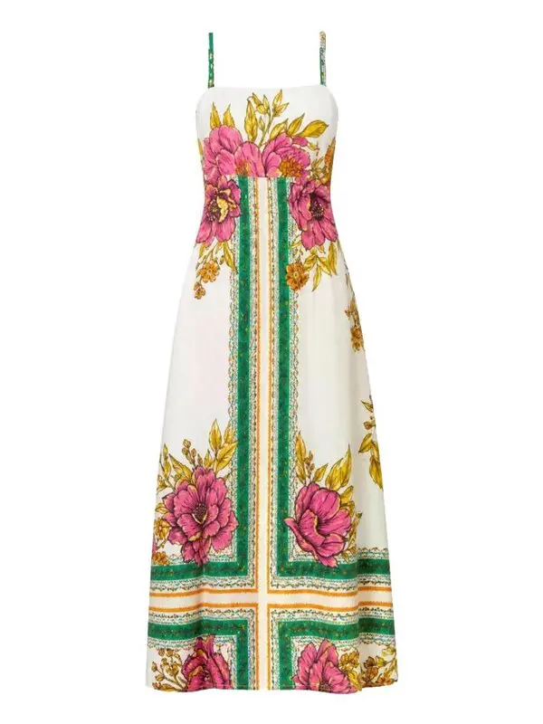 NEMA Floral Print Spaghetti Strap Maxi Dress - White