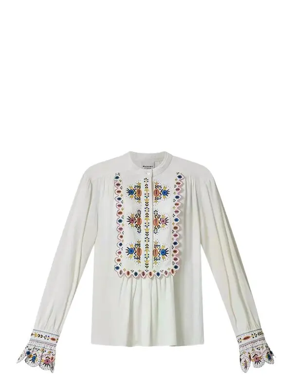 MARANT ETOILE Monique Embroidered Broderie Anglaise Blouse - White