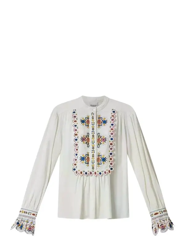 MARANT ETOILE Monique Embroidered Broderie Anglaise Blouse - White