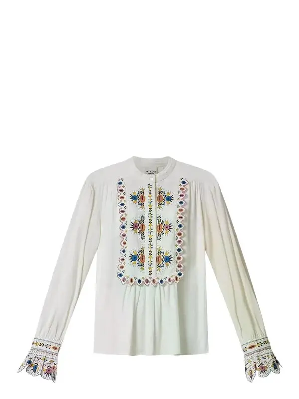 MARANT ETOILE Monique Embroidered Broderie Anglaise Blouse - White