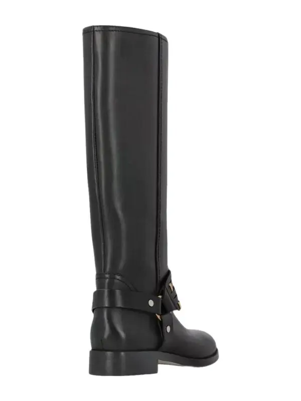 Pinko Leather Harness Detail Boots - Black