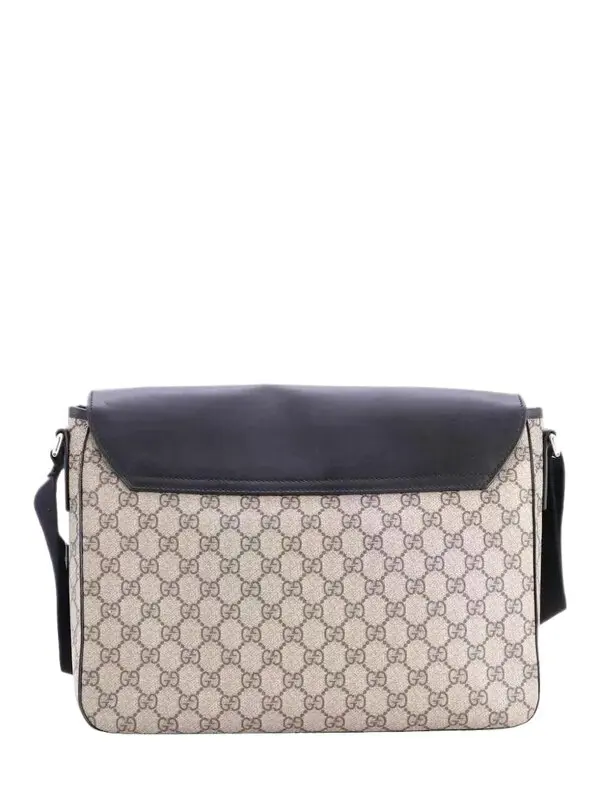 Gucci Gg Coated Canvas Double Buckle Flap Messenger Bag - Black