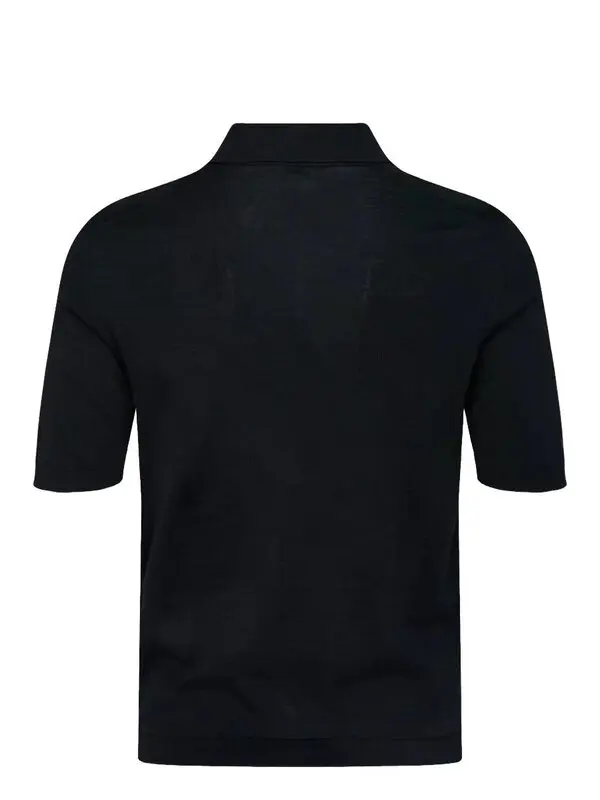 JIL SANDER Short-sleeve Knitted Polo Shirt - Black