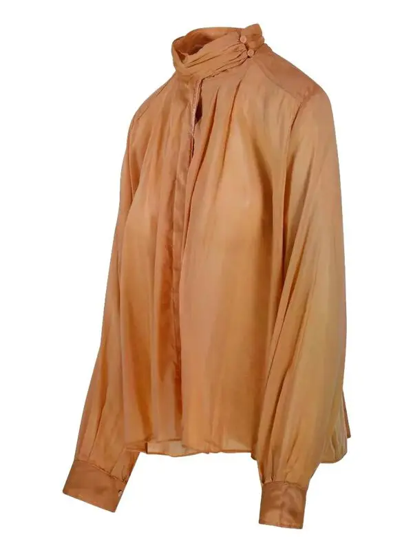 FORTE_FORTE Mock Neck Gathered Blouse - Orange