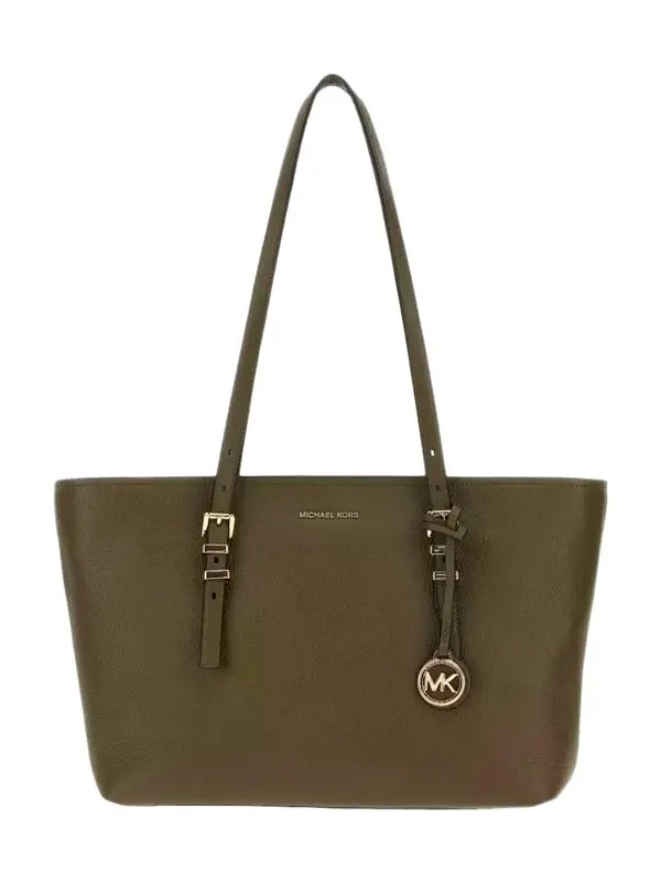Michael Kors Quinn Pebbled Leather Tote Bag - Green