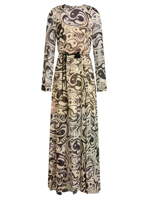 Zimmermann Abstract Print Georgette Maxi Dress - Neutrals