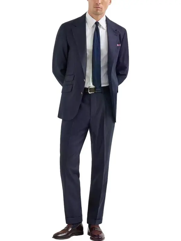 Brunello Cucinelli Virgin Wool Flannel Deconstructed Cavallo Blazer - Blue