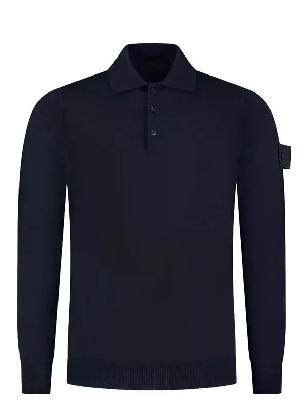 Stone Island Logo-patch Long-sleeve Polo Shirt - Blue