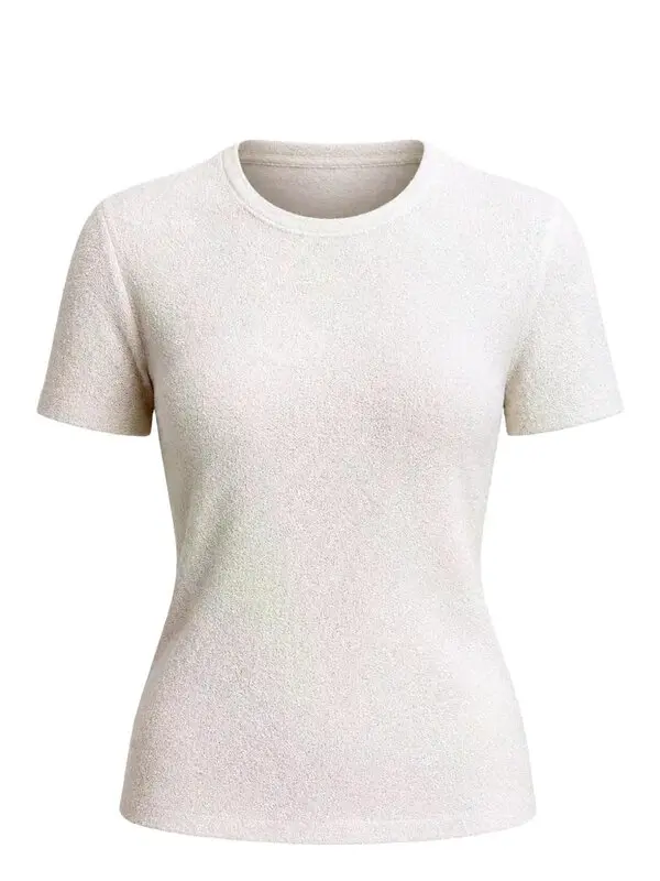 Vince Textured Short Sleeve Sweater - Neutrals