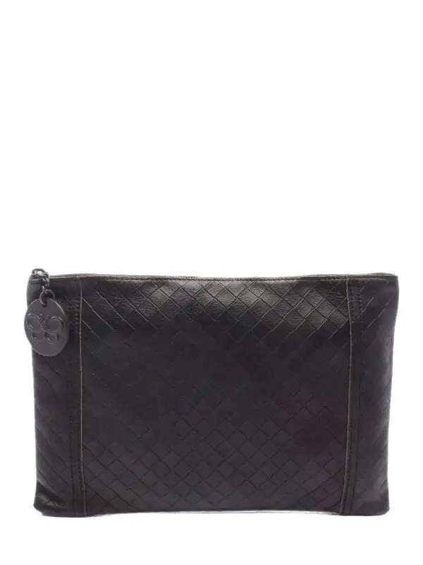 Bottega Veneta 2000s Intrecciato Leather Clutch Bag - Brown