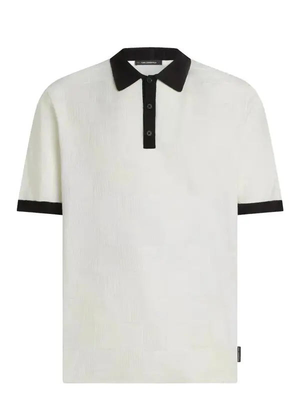 Karl Lagerfeld Monogram Checked Polo Shirt - Neutrals