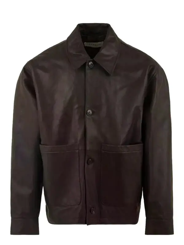 AMARANTO Long-sleeve Leather Jacket - Brown