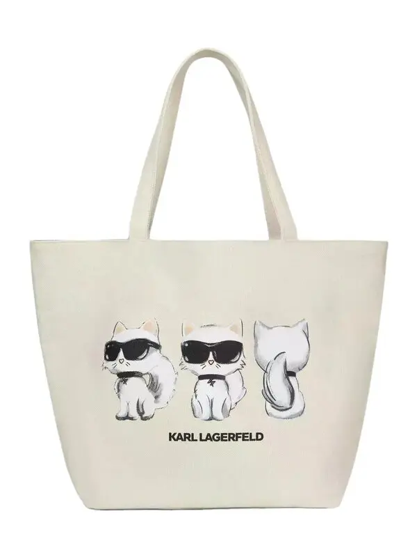 Karl Lagerfeld Ikon Karl And Choupette Reversible Shopper Bag - Neutrals