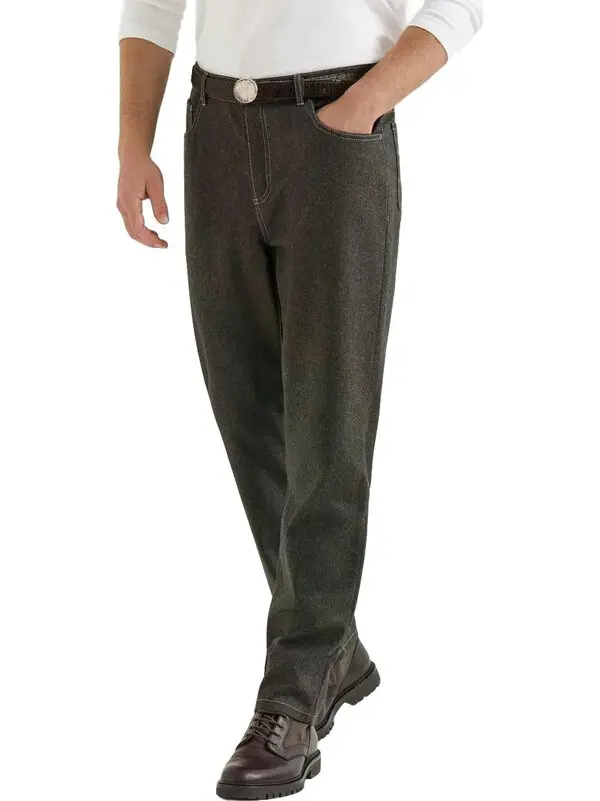 Brunello Cucinelli Virgin Wool Flannel Five-pocket Trousers - Grey