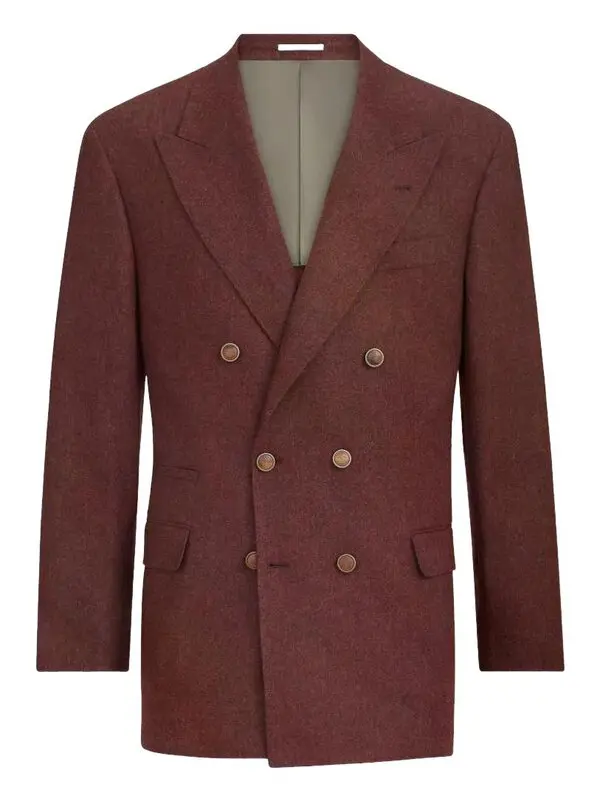 Brunello Cucinelli Virgin Wool And Cashmere Flannel Cavallo Tailor Blazer - Red