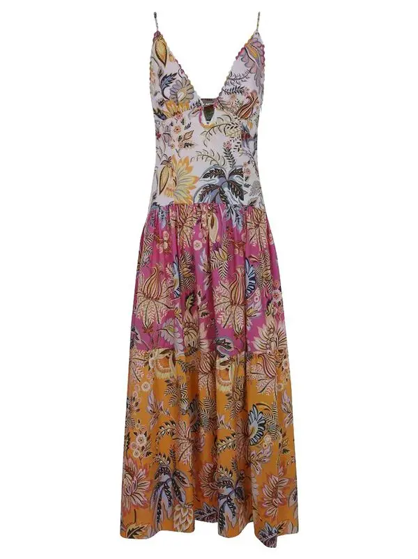 Farm Rio Floral Print Midi Dress - Pink