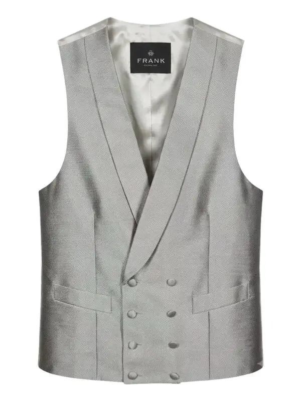 FRANKS Frank Double-breasted Jacquard Waistcoat - Grey