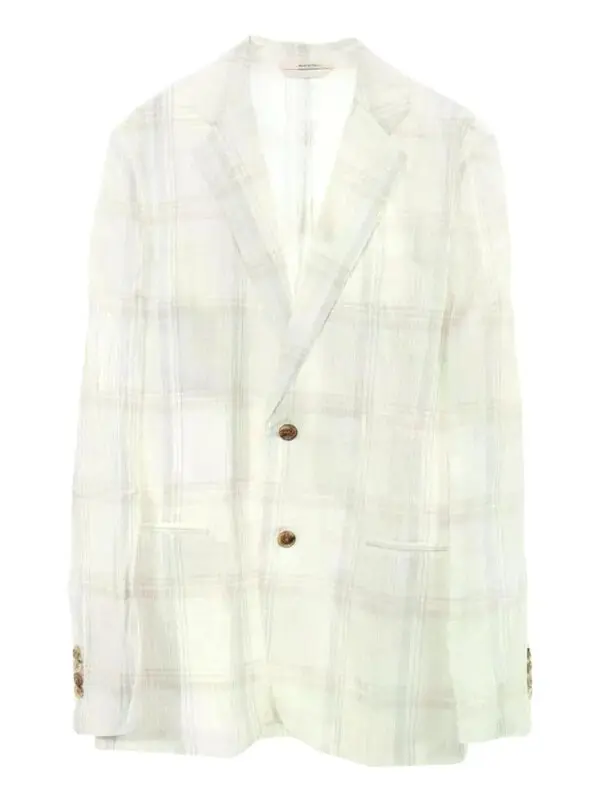 Hermès 2010s Single-breasted Check Blazer - White