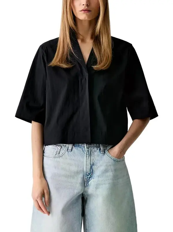 Marc O'polo Notched Collar Short Sleeve Shirt - Black