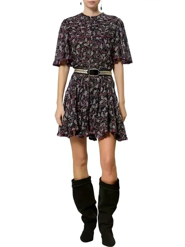 MARANT ETOILE Daynia Printed Cotton Voile Dress - Black