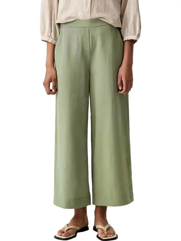 Marc O'polo Elasticated Waist Wide Leg Trousers - Green