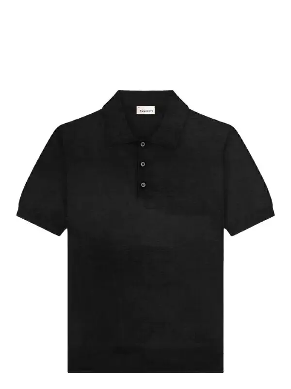 AMARANTO Linen-knit Polo Shirt - Black