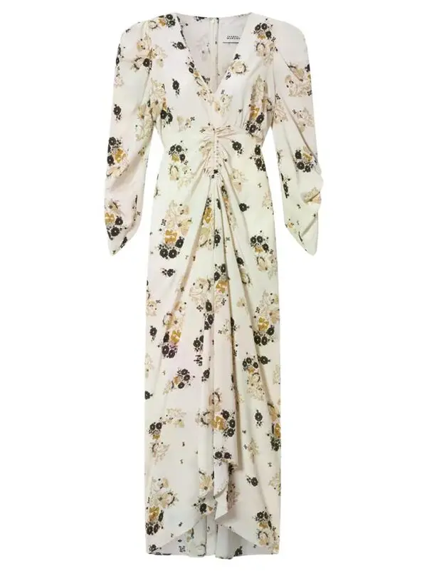 Isabel Marant Étoile Albini Floral Print Stretch-silk Midi Dress - Neutrals