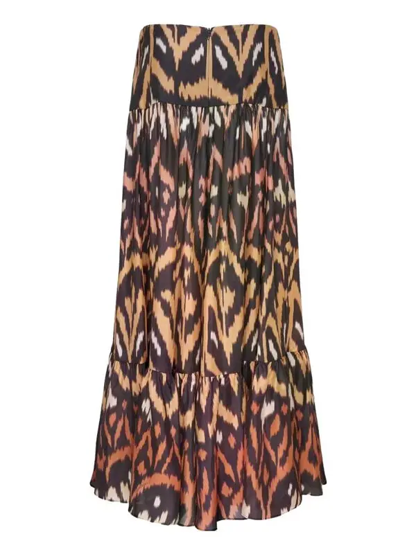 Zimmermann Aster Ikat Print Midi Skirt - Black