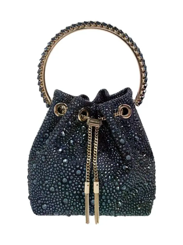 JIMMY CHOO Bon Bon Crystal-embellished Bucket Bag - Blue