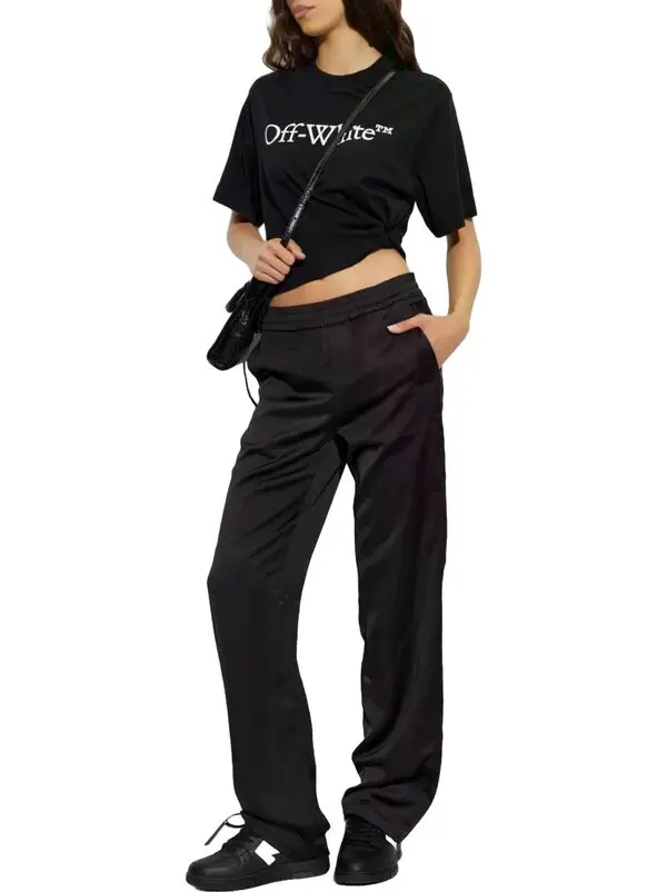 Off-White Logo-print Cropped T-shirt - Black