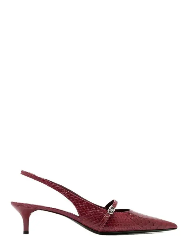 Tory Burch Double T Snakeskin-effect Slingback Pumps - Red