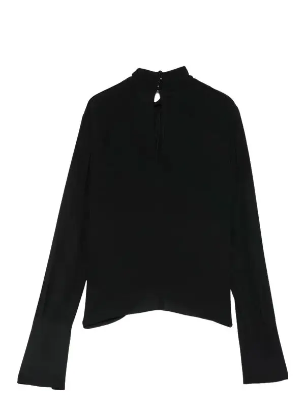 Patrizia Pepe High-neck Pleated Blouse - Black